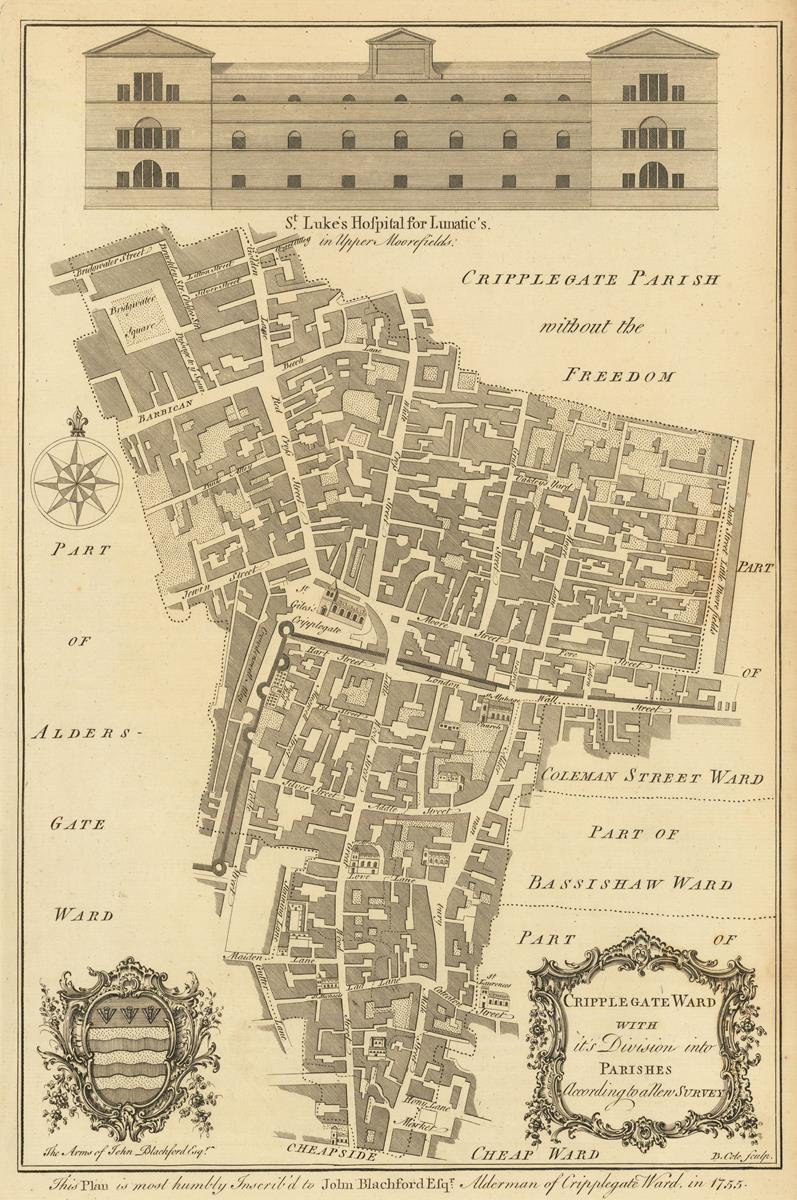 Old Map of Cripplegatehony Lane Marketst Laurencesmaiden - Etsy