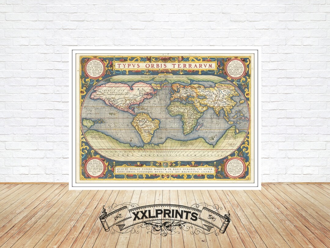 1595 World Map Print: Extremely Rare Fine Art Reproduction - Etsy