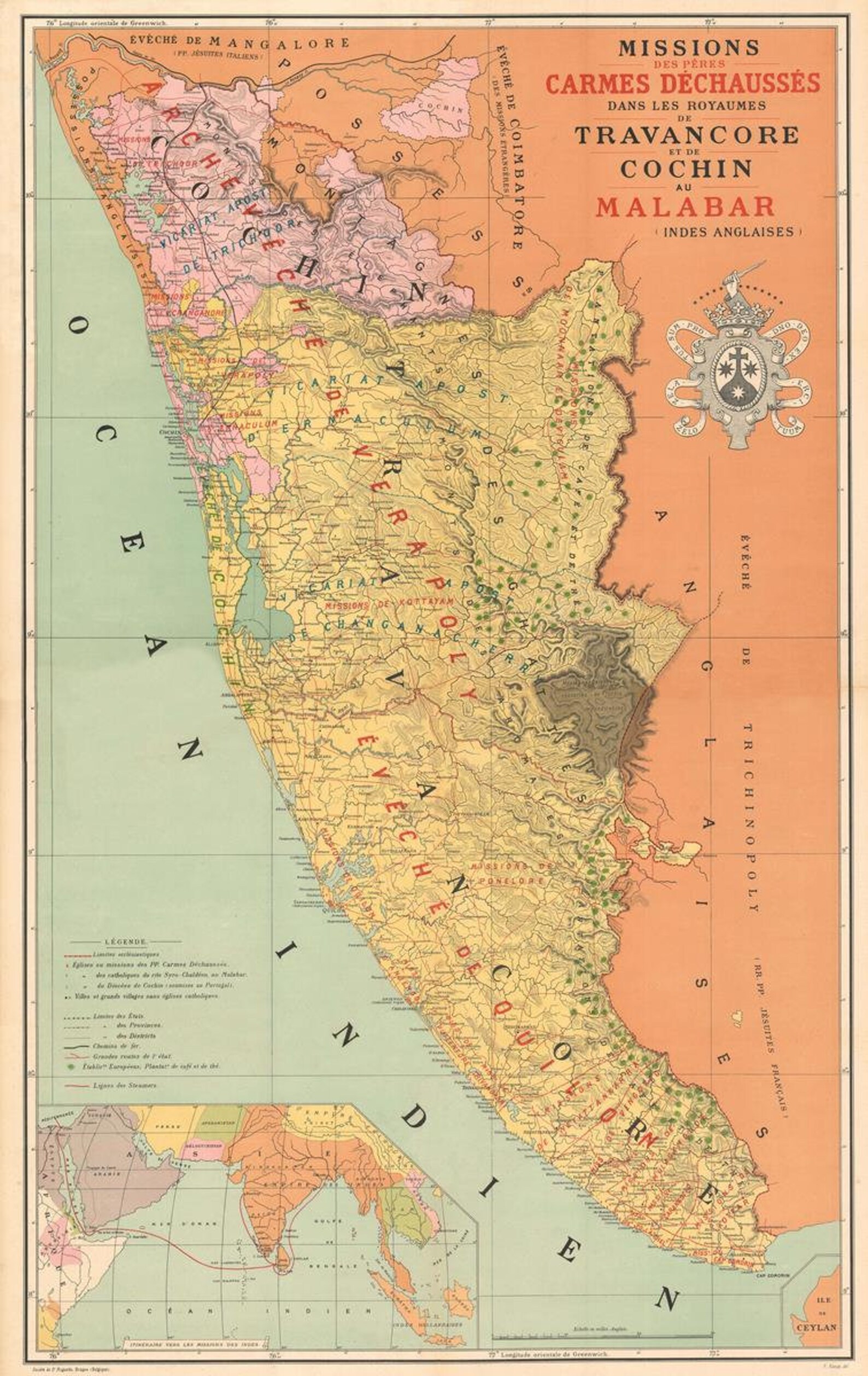 Old Map of Malabar India 1892 Rare Map Anrique Fine - Etsy