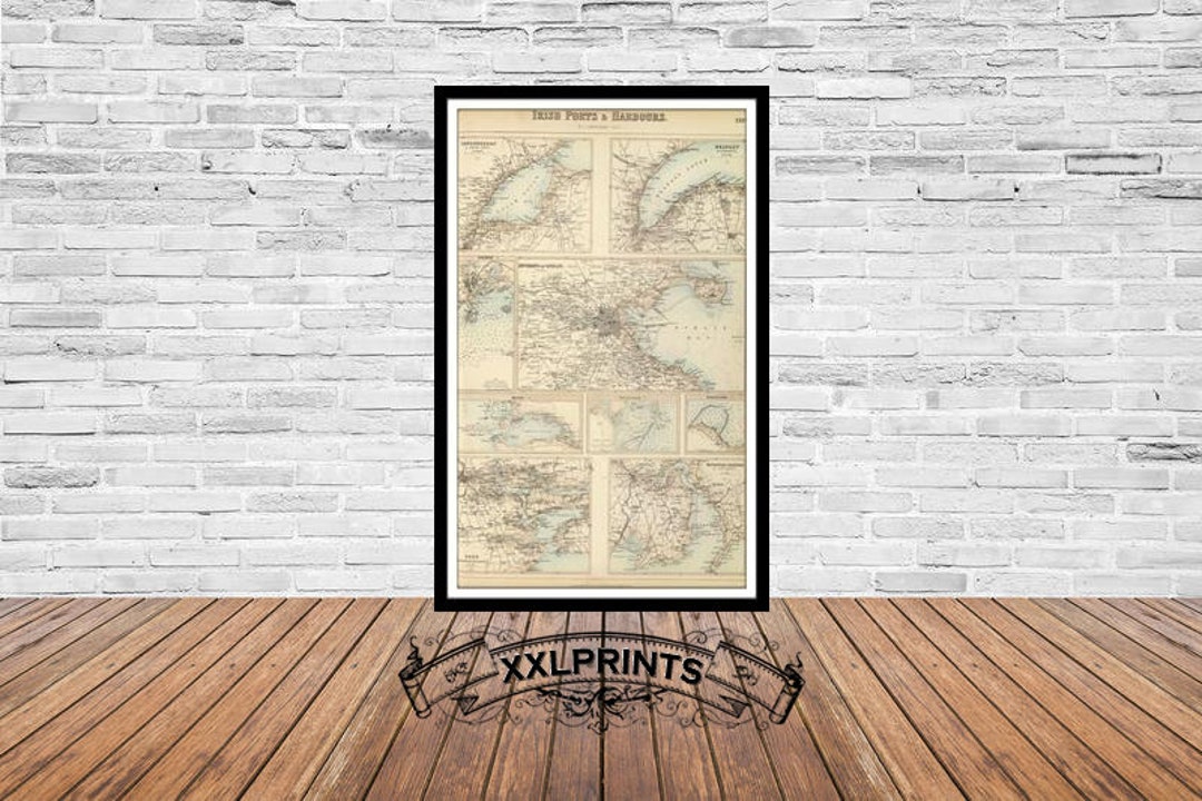 Irish Ports & Harbours Map: 1872 Antique Fine Art Print - Etsy