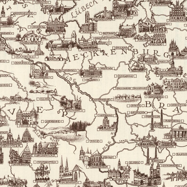 1935 Germany Pictorial Map Print: Vintage Monuments, Fine Art ...