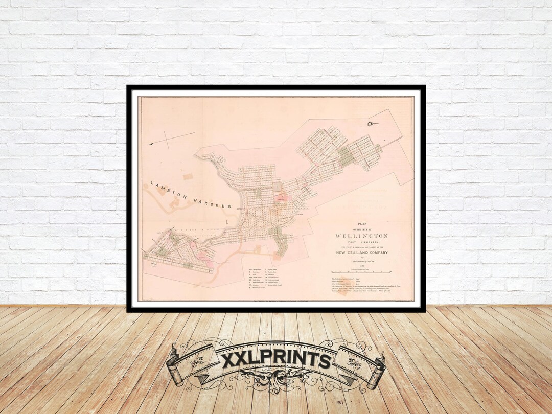 Wellington City Map Print: 1842 Rare Fine Art Reproduction - Etsy