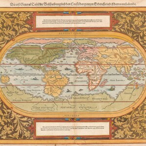 Ancient Map of the World, 1588, Extremely Rare, Fine Reproduction ...