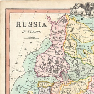 Old Map of Russia, European Part, 1850, Cruchley's Maps, Fine ...