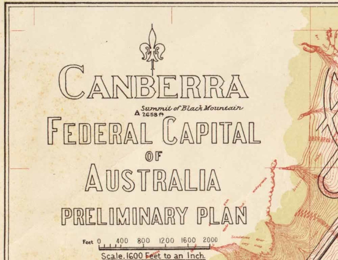 Old Map of Canberra, Australia, 1913, Antique Decor, Fine Reproduction ...