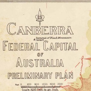 Old Map of Canberra, Australia, 1913, Antique Decor, Fine Reproduction ...