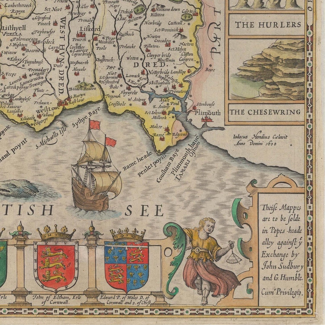 Cornwall Map Print: 1646 Rare Ancient United Kingdom Reproduction - Etsy