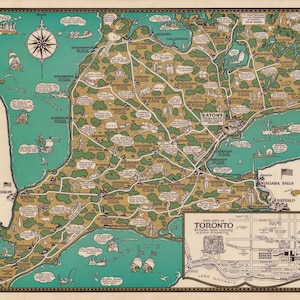 Toronto Pictorial Map Print: 1926 Vintage Fine Art Reproduction - Etsy