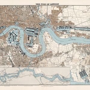 Old Map of the Port of London, 1904, Antique Map, Fine Reproduction ...