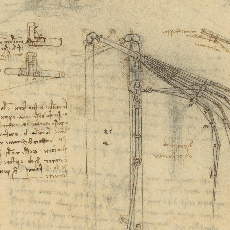 Da Vinci Wing Drawing Print: Atlantic Codex Fine Art Reproduction - Etsy