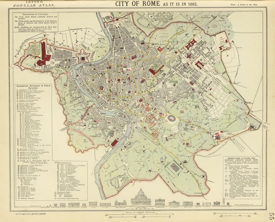 Old Map of Rome 1883 Rare Map City Plan Fine Reproduction - Etsy Canada