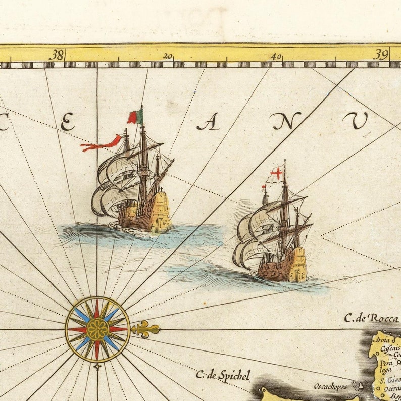 Ancient Portugal Map Print, 1660: Rare Fine Art Reproduction - Etsy