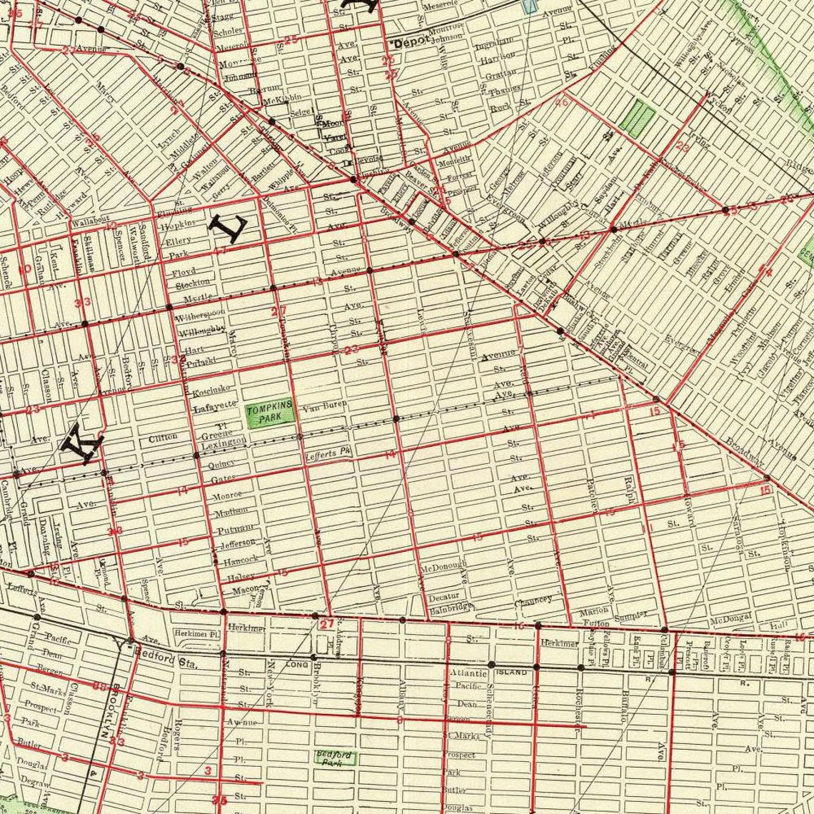 Old map of New York Brooklyn 1920 fine reproduction large | Etsy
