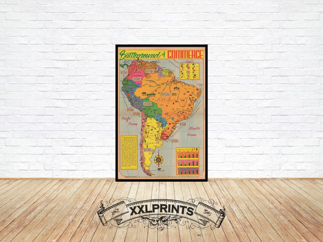 1939 South America Map: Vintage Resource Map Art Print - Etsy Canada