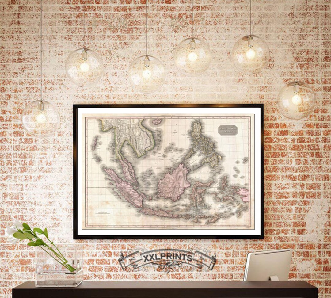 Antique Map of East India Isles, Singapore, Borneo,java,sumatra ...