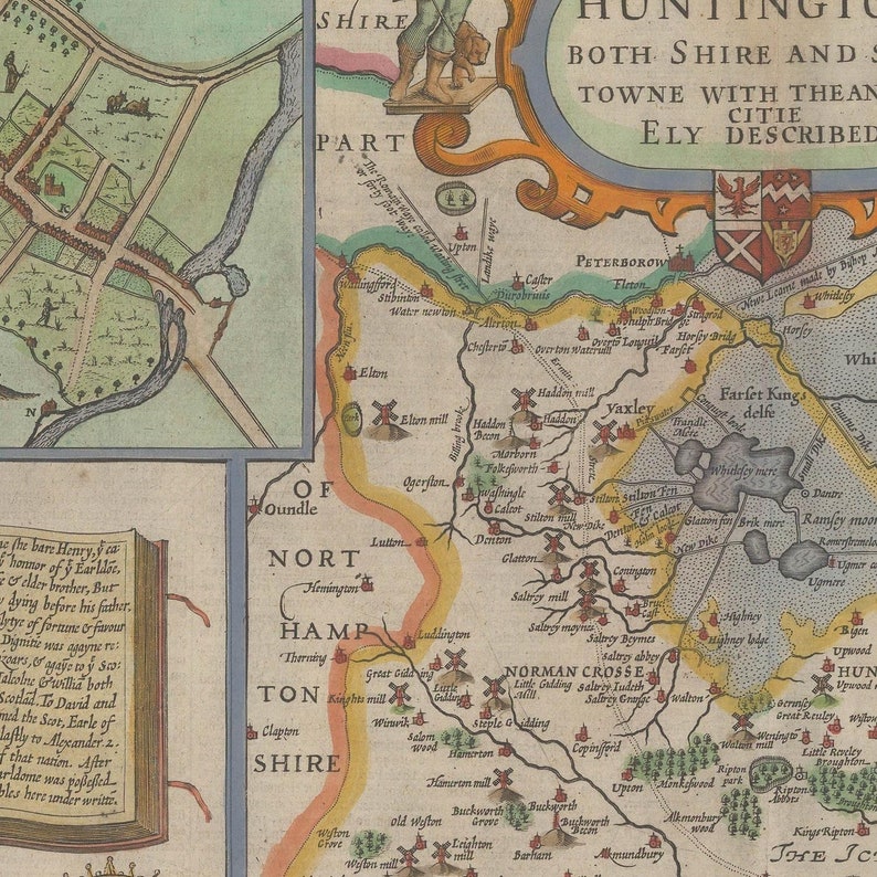 Huntingdon Map Print: 1662 Antique United Kingdom County Reproduction ...