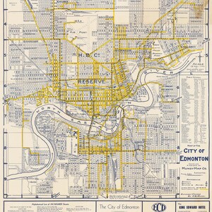 Edmonton Map Art Print: 1940 City Plan, Fine Reproduction - Etsy