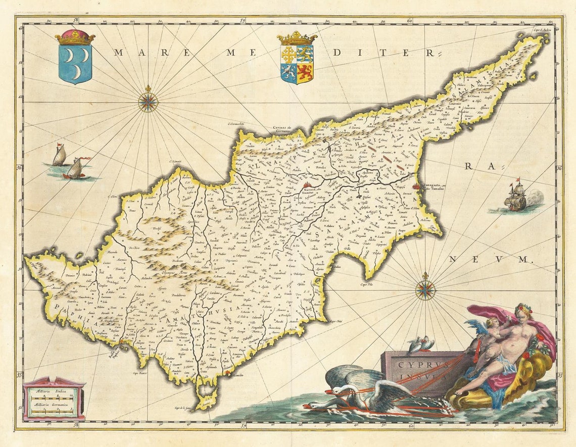 Antique Map of Cyprus Print: 1635 Fine Art Reproduction - Etsy