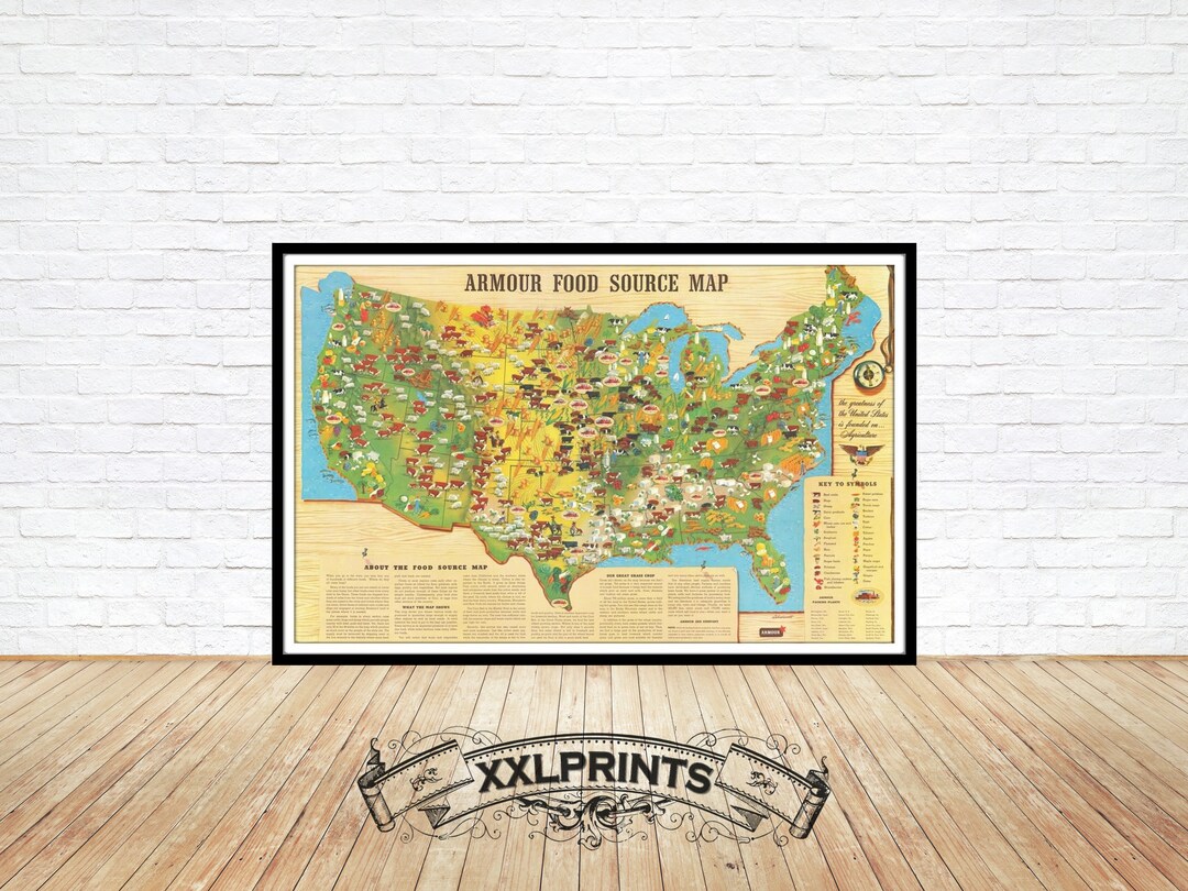19th Century US Food Source Map: Fine Art Giclée Print - Etsy