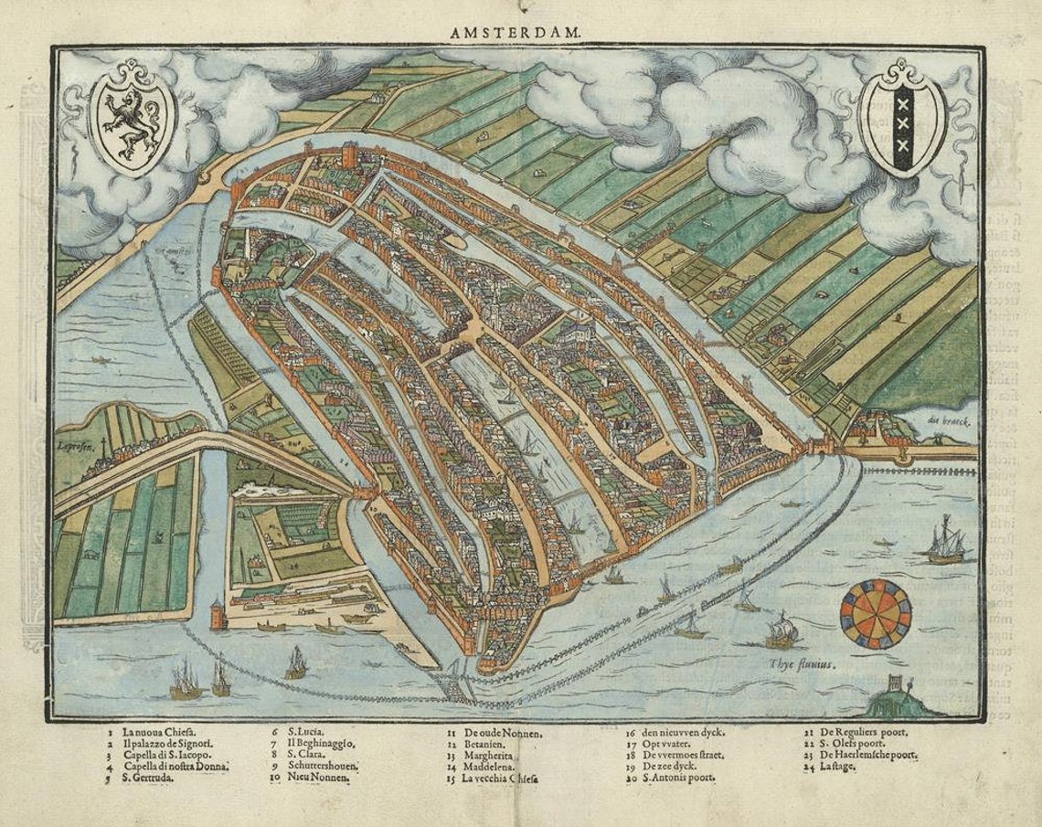 Ancient Map of Amsterdam 1567 Very Rare Map Fine | Etsy