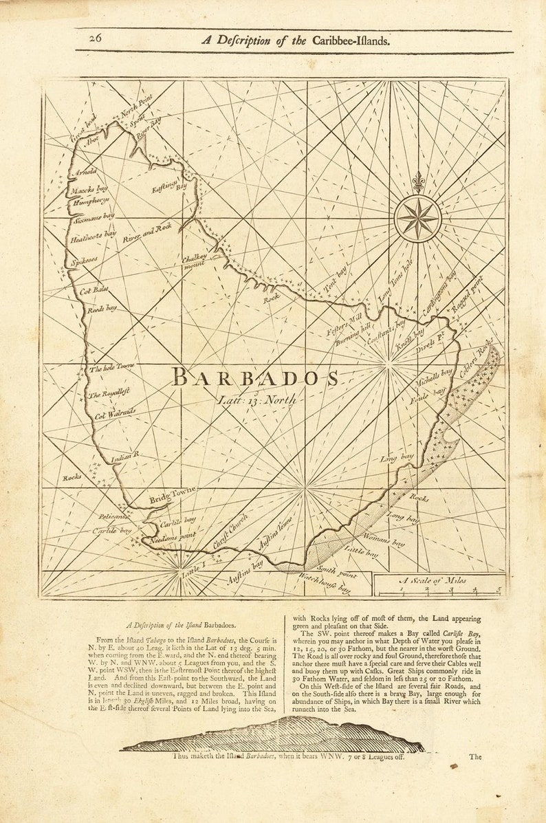 Antique Barbados Map Print: 1760 Fine Art Reproduction - Etsy