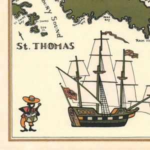 Old Map of Virgin Islands, 1968, Pictorial Map, Fine Reproduction ...