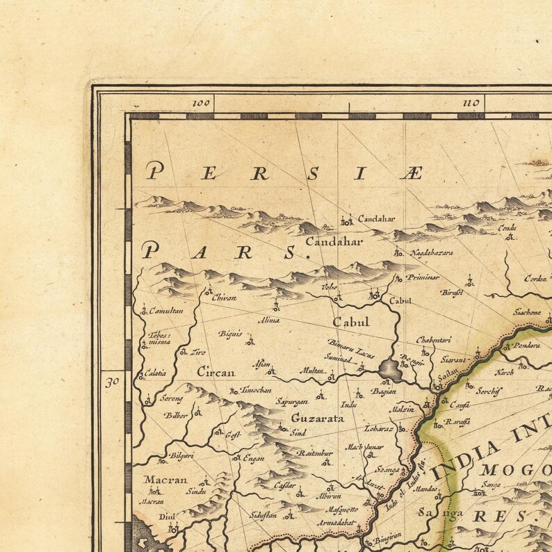 Old Map of India 1640 Ancient Map Extremely Rare Fine | Etsy