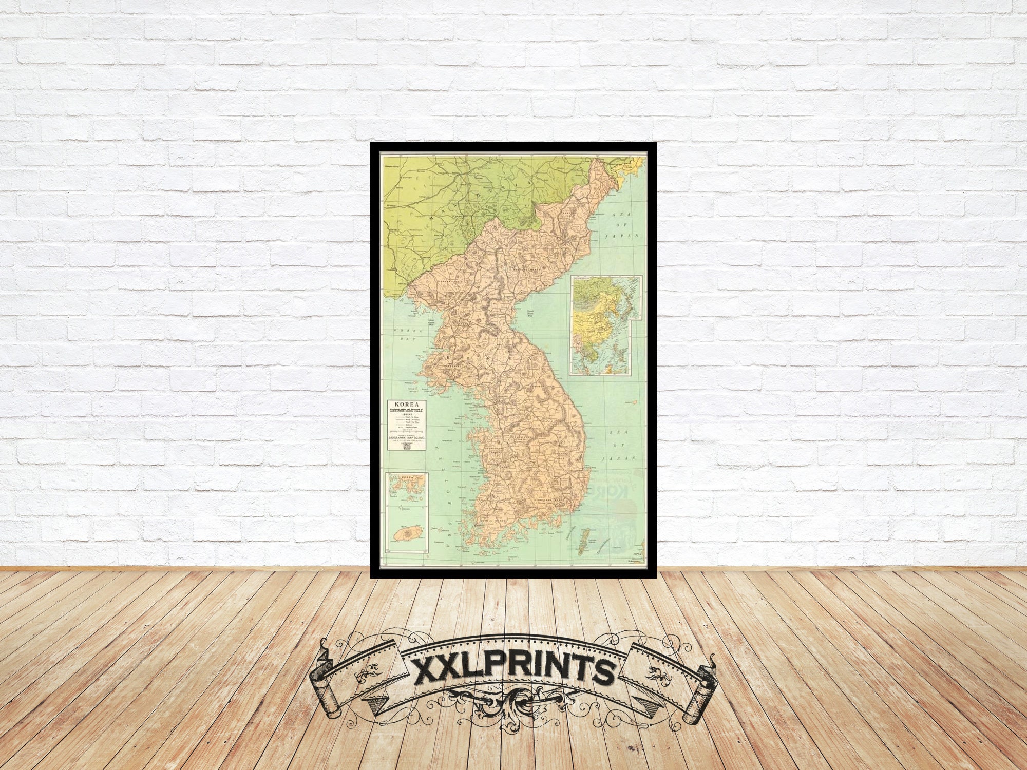 Old map of Korea 1950 fine reproduction large map fine art | Etsy