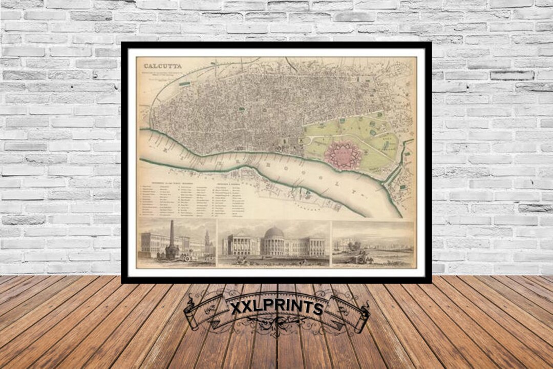 Calcutta Map Print: 1832 City Plan, Antique Fine Art Reproduction - Etsy