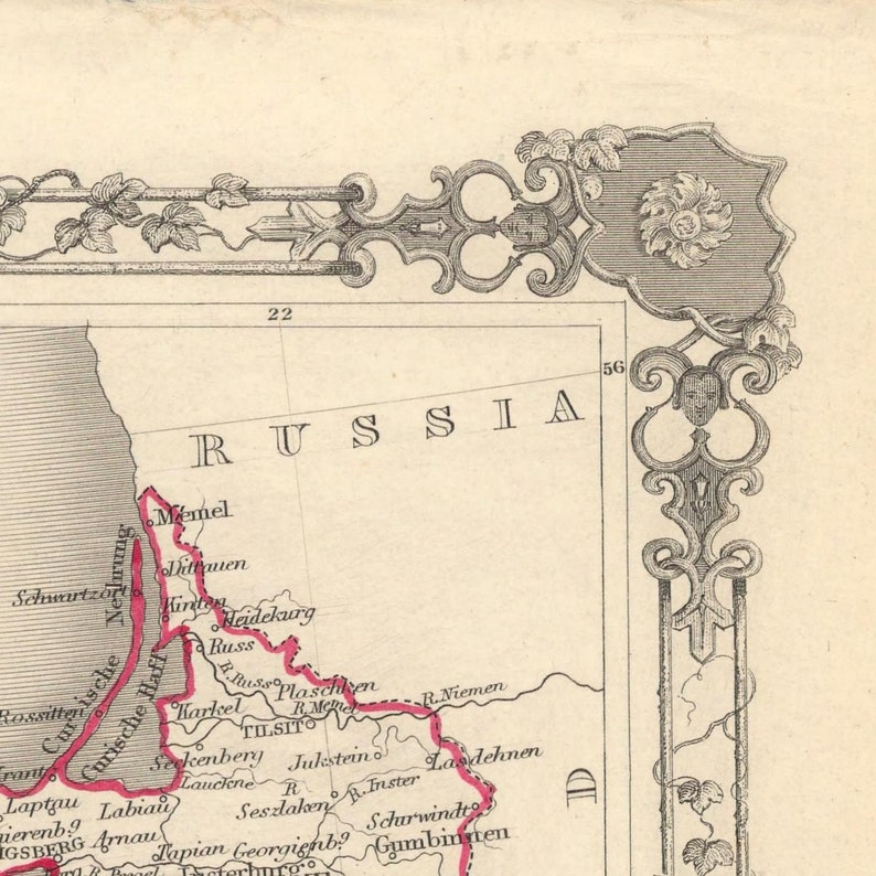 Old Map of Prussia 1851 Antique Map Fine Reproduction - Etsy