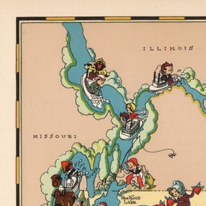 1935 Cartoon Map of Tennessee, Pictorial Map, Fine Reproduction, Large ...