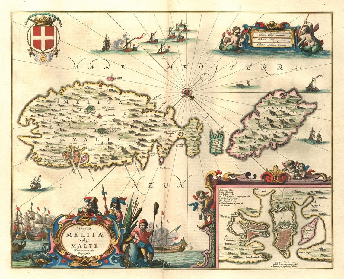 Ancient Map of Malta 1660 Extremely Rare Map Beautiful Map - Etsy
