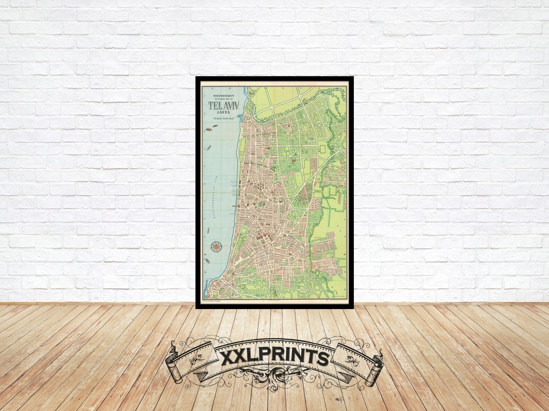 Tel Aviv Jaffa Israel Map Print: 1954 Vintage City Plan - Etsy
