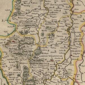 Old Map of Nottinghamshire,1648,rare Map,antique Map,united Kingdom's ...
