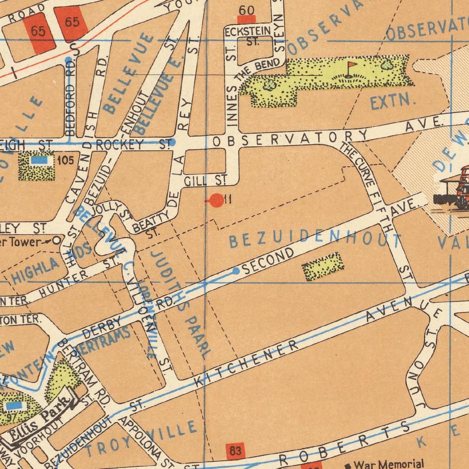 Old Tourist Map of Johannesburg 1951 City Plan Fine - Etsy