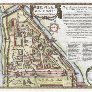 Ancient Map of Kremlin, Moscow, 1642, Very Rare Map, Beautiful, Fine ...