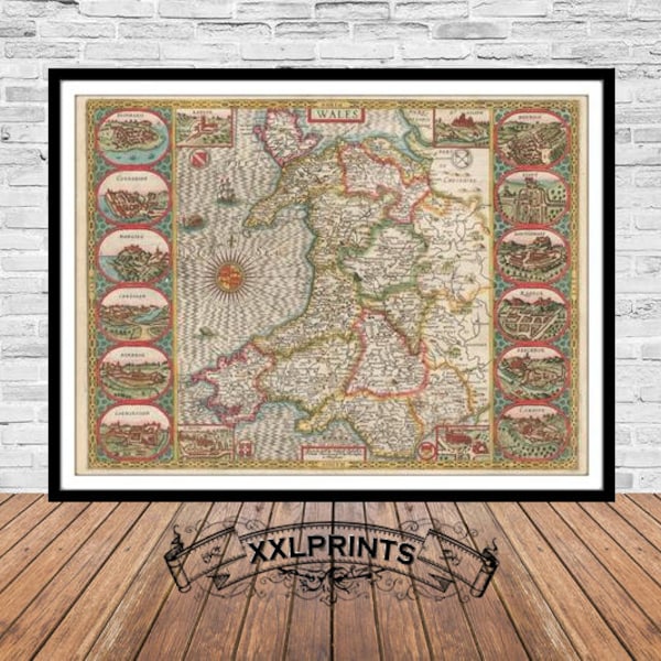 Ancient Map of Wales - Etsy