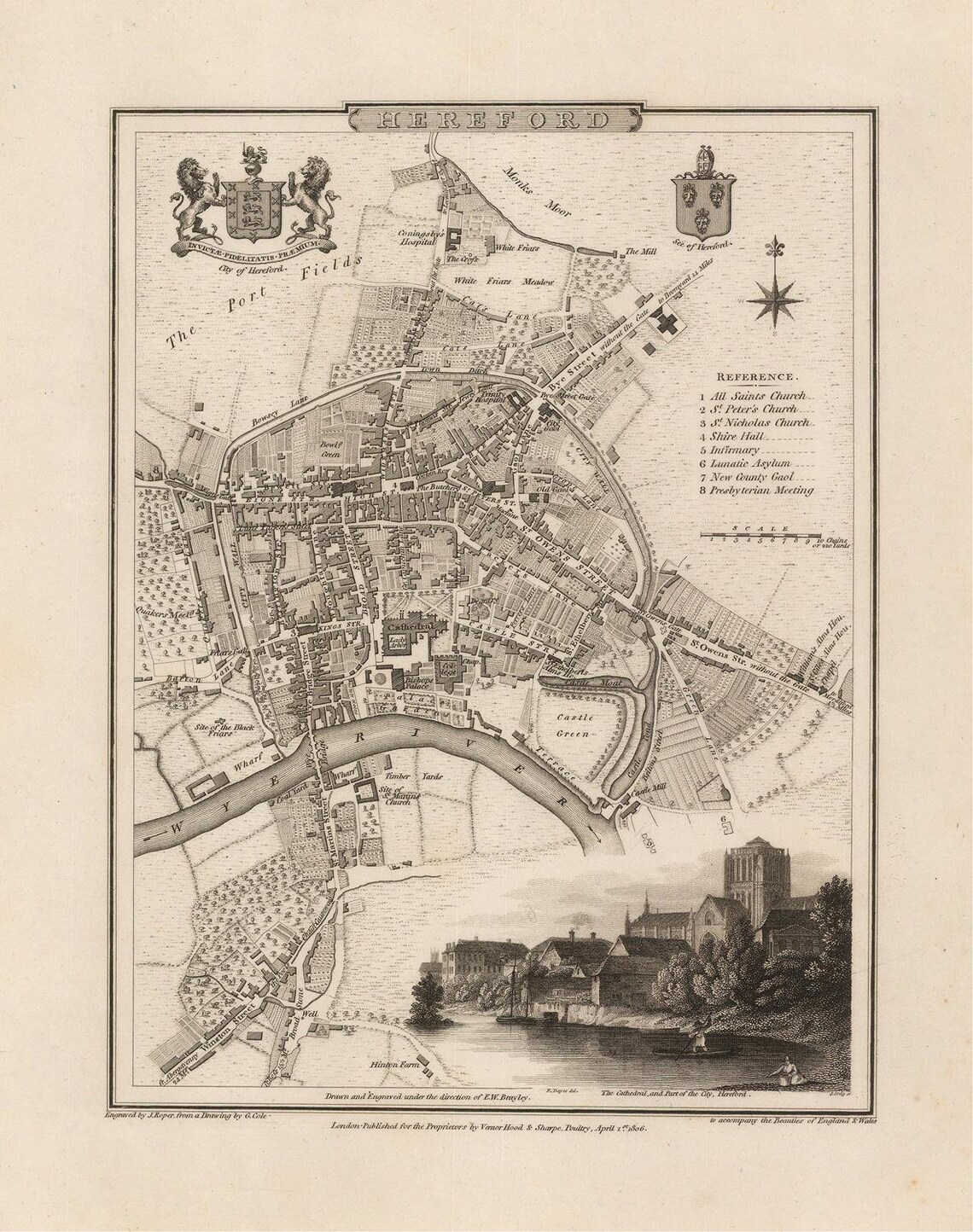 Old Map of Hereford 1806 Rare Map City Plan Ancienrt Map - Etsy Hong Kong