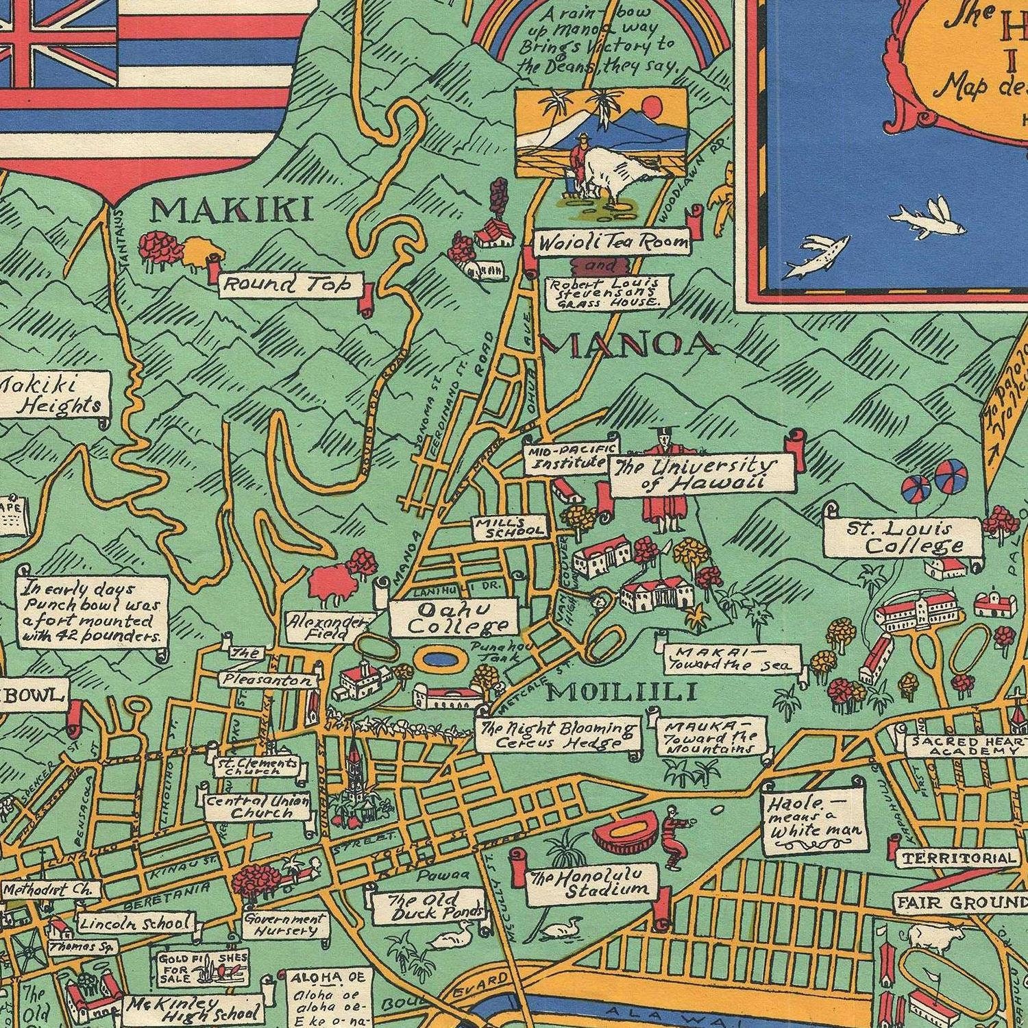 Old Map of Honolulu Hawaii 1927 Pictorial Map Fine - Etsy Canada
