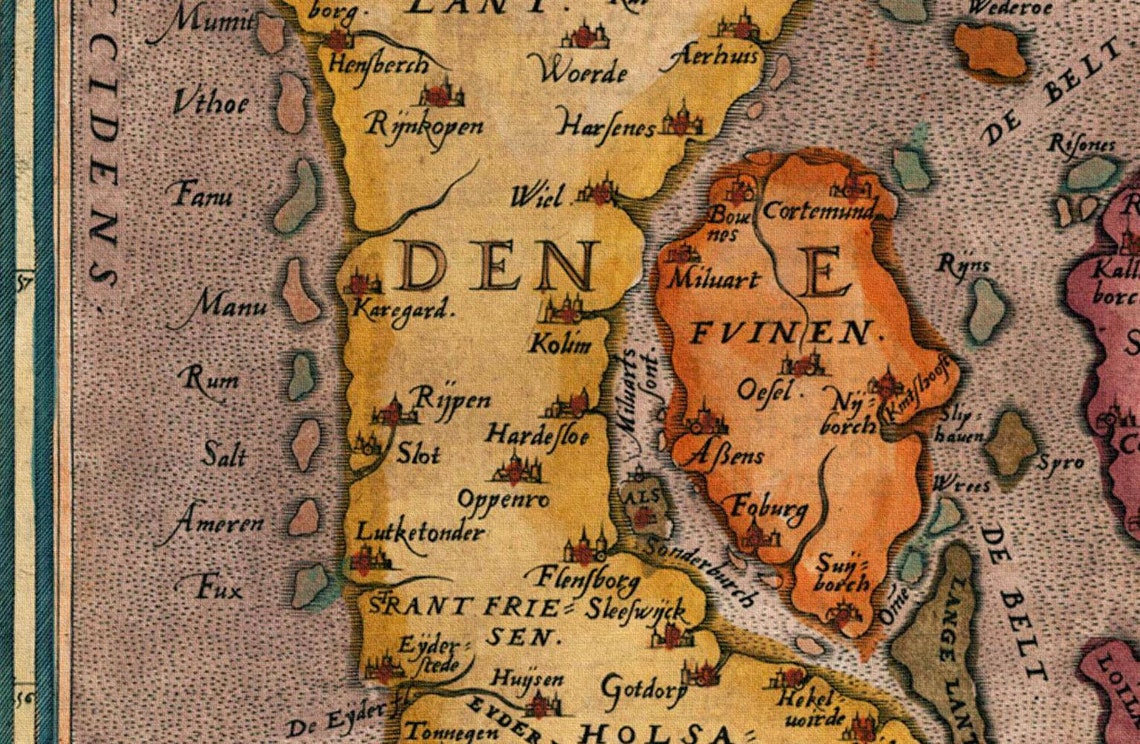 Antique Map of Denmark 14th Century Extremely Rare Map Fine | Etsy