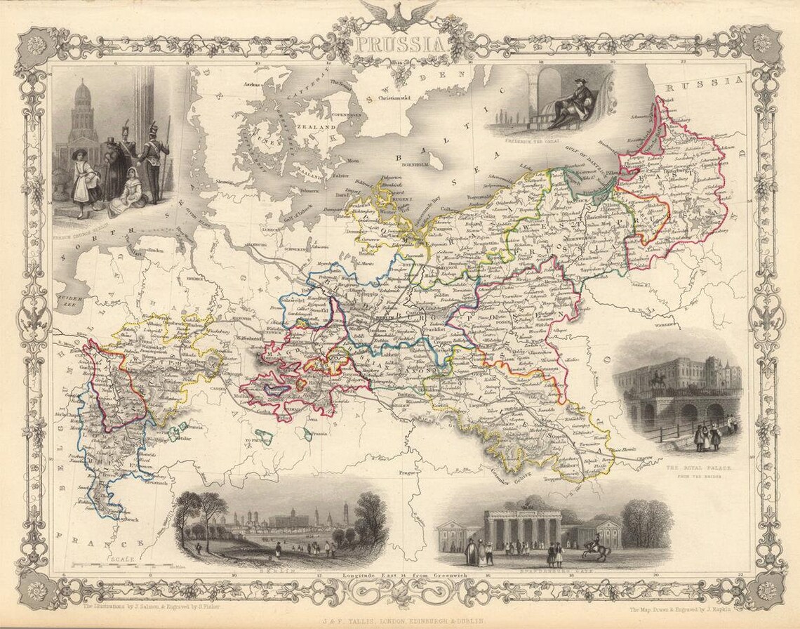 Old Map of Prussia 1851 Antique Map Fine Reproduction | Etsy