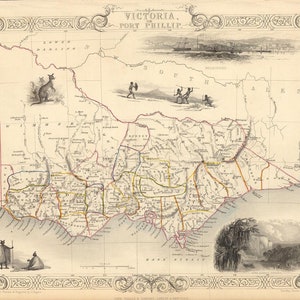Victoria & Port Phillip 1851 Antique Map: Australia Fine Art Print - Etsy