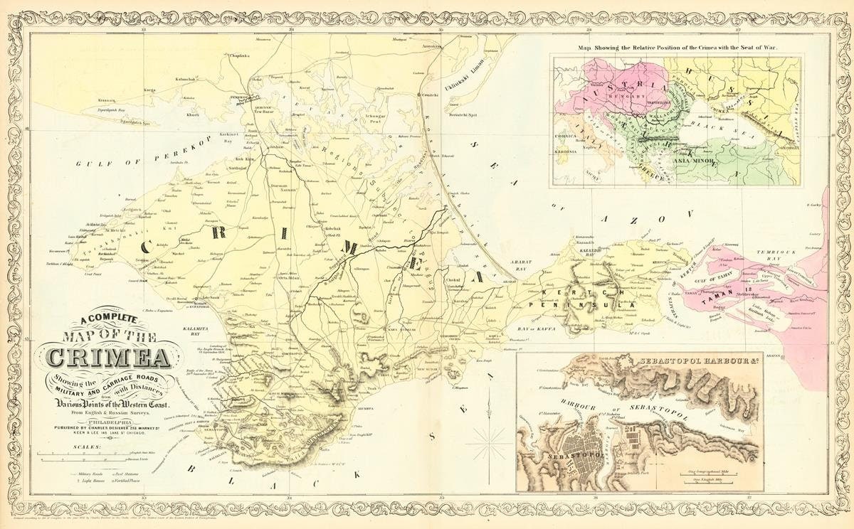 Old Map of Crimea 1857 Rare Map Fine Reproduction Large | Etsy