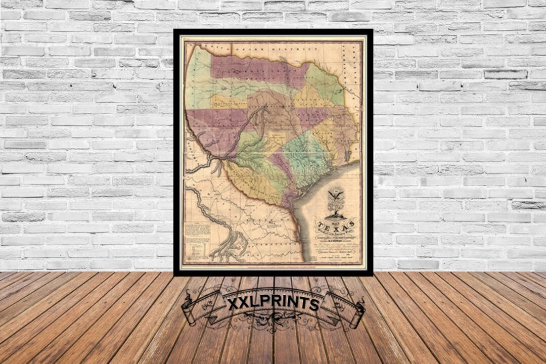 Antique Map of Texas, Austin 1837: Fine Art Giclée Print - Etsy