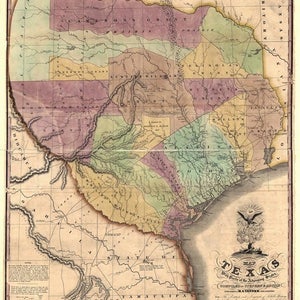 Antique Map of Texas, Austin 1837: Fine Art Giclée Print - Etsy