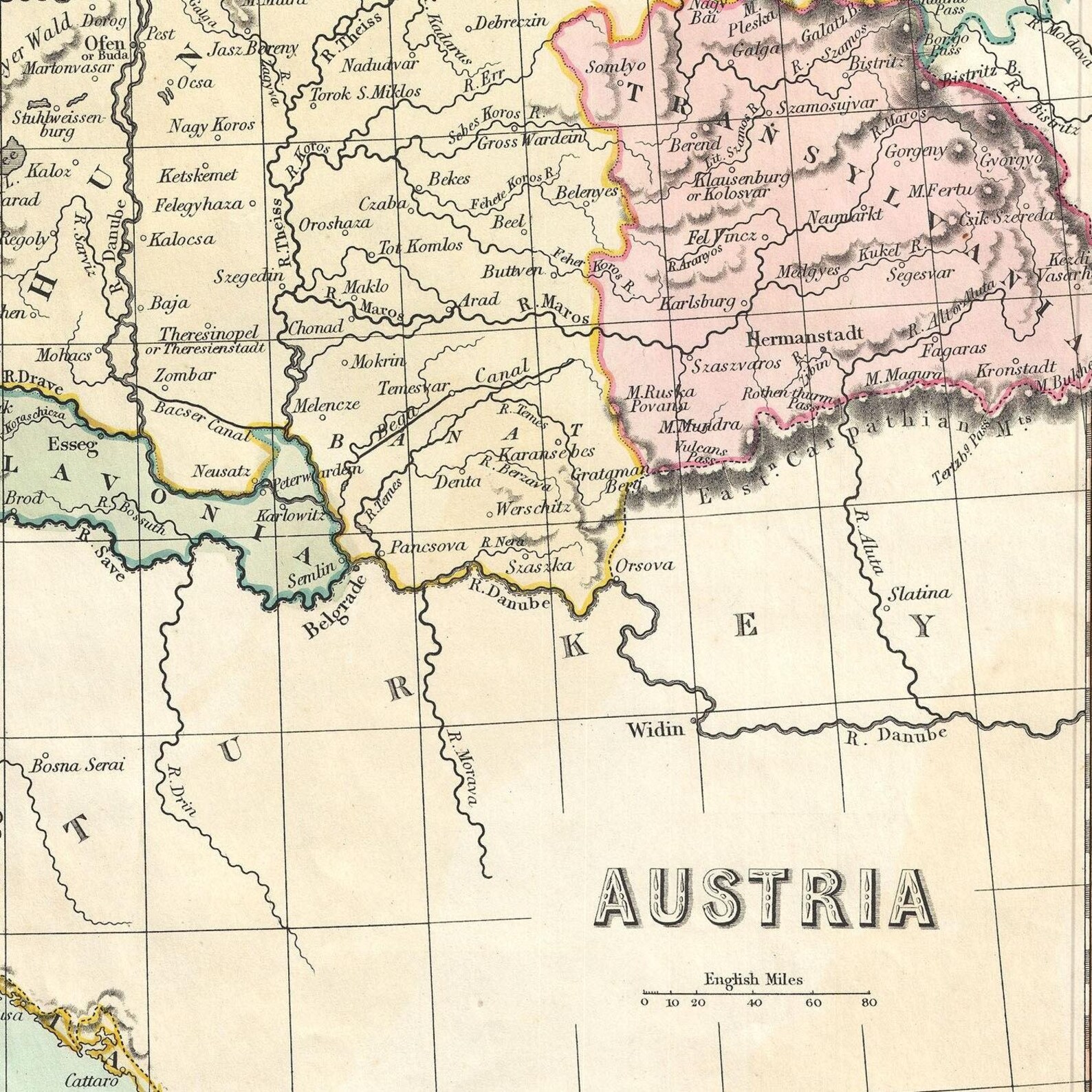 Old Map of Austria 1850 Very Rare Map Colorfull Map | Etsy