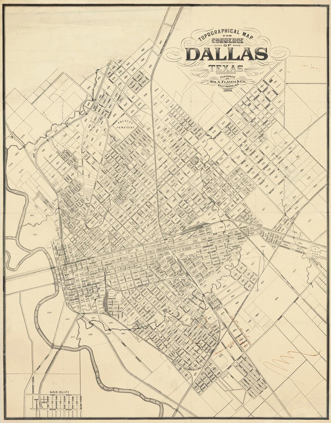 Old Map of Dallas Texas 1890 City Plan Antique Fine - Etsy