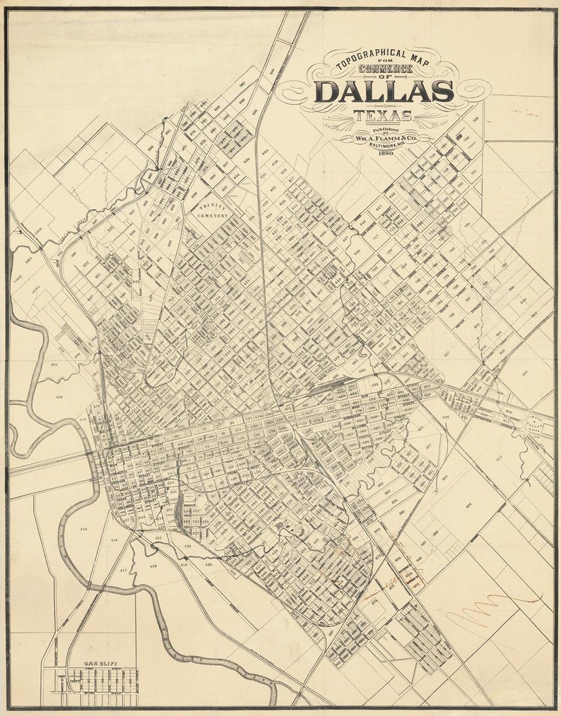 Old Map of Dallas Texas 1890 City Plan Antique Fine - Etsy