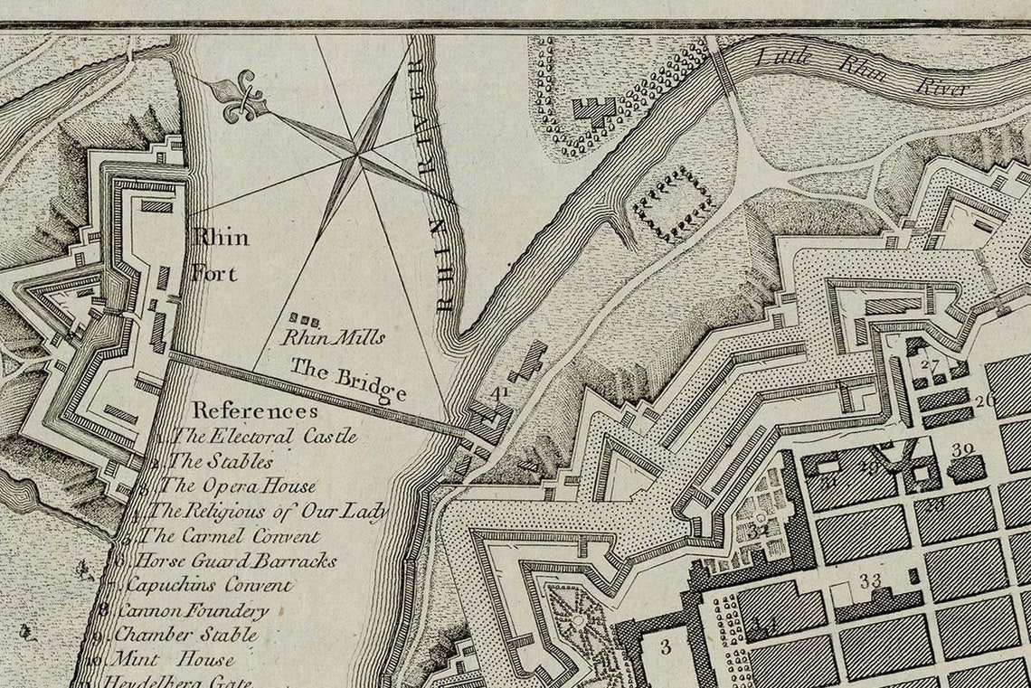 Antike Landkarte von Mannheim 1800 deutche kaart feine - Etsy.de