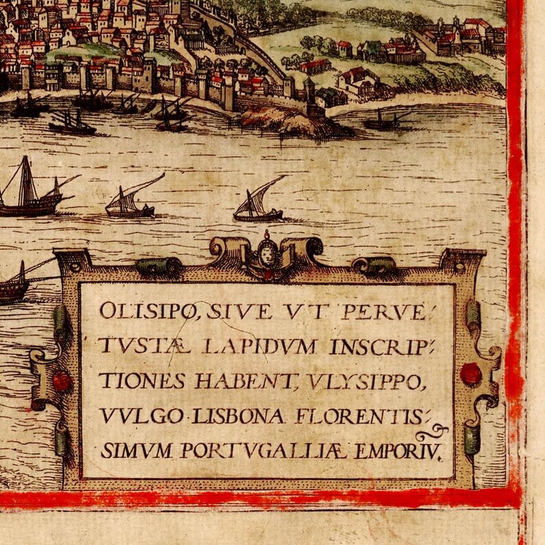 Lisbon Portugal Map Print: 1600s Antique Fine Art Reproduction - Etsy